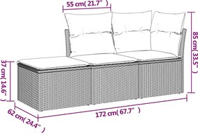 vidaXL 3dílná zahradní sedací souprava s poduškami polyratan [3217469] Barva: Černá