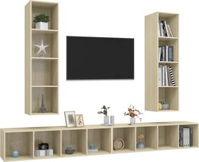 Nástěnné TV skříňky 4 ks dub sonoma kompozitní dřevo 3079892