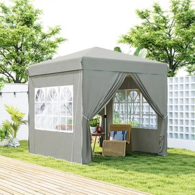 Outsunny altán 2,5x2,5 m, vodoodpudivý stabilní zimní pop-up skládací altán, UV ochrana 50+, skládací párty stan zahradní stan se 4 bočními panely ta…