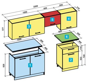 Kuchyňská linka Katia 220, dub san marino / béžová