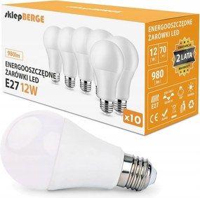 BERGE SADA 10x LED žárovka E27 12W - studená bílá