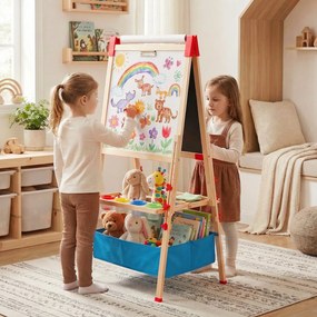Costway Oboustranná hrací deska s magnetickou tabulí a tabulí Výškově