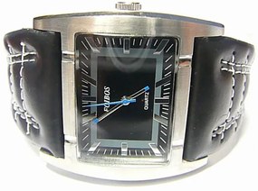 Foibos Mohutné moderní obrovské hranaté dámské hodinky Foibos 1881 s černým páskem