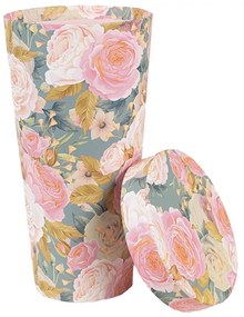 Papírový úložný box s květinami - Ø 9*18 cm
