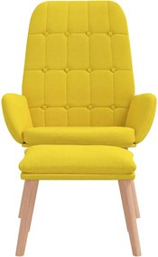 Relaxační křeslo s podnožkou světle žluté textil 3315154