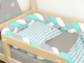 Benlemi Textil pro dětské postele - cop/mantinel Délka copu, mantinelu: 250 cm (2,5m), Barva copu/mantinelu: Bílo-šedo-mint
