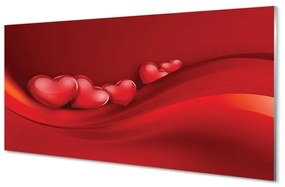 akrylový obraz Červené srdce pozadí 140x70 cm