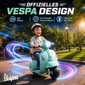AIYAPLAY Elektro motorka pro děti Mini Vespa GTS 6V s lithiovou baterií, ergonomické sedadlo, opěrka zad, 1,5-3 roky 370-484V90GN