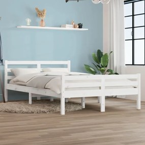 Rám postele bílý masivní dřevo 150 x 200 cm King Size,  814825 HangarStore.cz