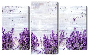 Vícedílný obraz Květy Levandule Na Pozadí Rustikální Dřevěné Prkno Nedostatek Nedostatek Plátno Canvas 150x100