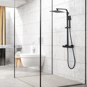 Erga Goba, sprchová souprava s termostatickou baterií a dešťovou hlavicí 25x25cm, černá matná, ERG-YKA-BP.GOBA-THERM-25-BLK