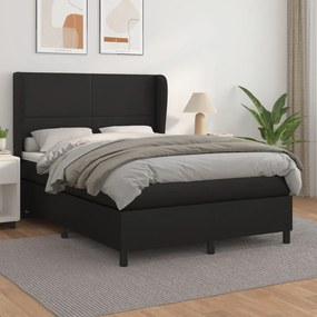 Box spring postel s matrací černá 140x200 cm umělá kůže,  3128913