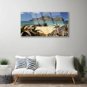 Obraz na skle Pláž Moře Skála Krajina 125x50 cm