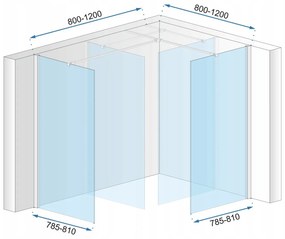 Rea - Sprchový kout Walk-in Aero - chrom/transparentní - 80x110 cm