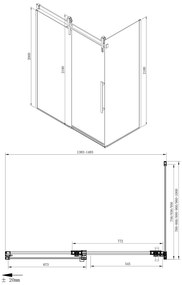 GELCO Volcano Black sprchové dveře dvoudílné posuvné 1400 mm, GV1414