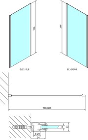 Polysan EASY BLACK boční stěna 80 x 190 cm černá čiré sklo EL3215B
