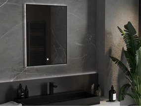 Mexen Erma koupelnové zrcadlo s osvětlením 60 x 80 cm, LED 6000K, antifog, černý rám - 9814-060-080-611-70