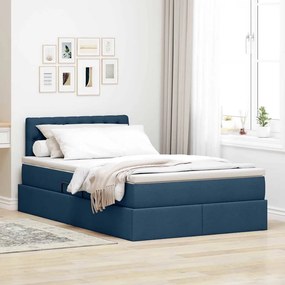 Postel s úložným prostorem a matrací Modrá 120 x 200 cm Samet 3370568