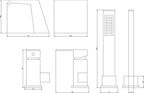 Gamma Caro, 3-otvorová vanová baterie, černá matná, GMA-BCK3O-BK