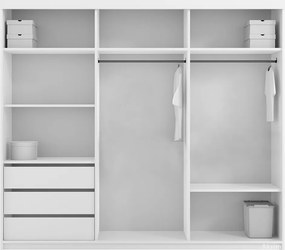 Šatní skříň MIAMI se zrcadlem | 250 cm | bílá | 3x ZÁSUVKA v ceně | POUZE U NÁS | VÝPRODEJ
