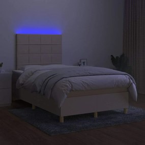 Box spring postel s matrací a LED krémová 120 x 200 cm textil 3135426
