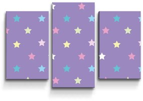 Sablio Obraz - 3-dílný Hvězdy na fialové - 75x50 cm