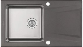 Deante Prime, granitově-nerezový dřez 860x500x220 mm, 3,5" + prostorově úsporný sifon, 1-komorový, antracitová metalíza, ZSR_T113