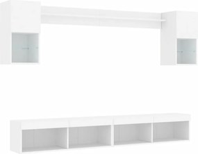6dílná obývací stěna s LED osvětlením bílá kompozitní dřevo 3216686