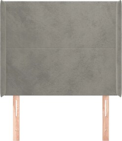 Čelo postele typu ušák světle šedé 83x16x118/128 cm samet 3119330