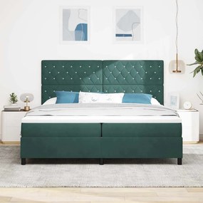 Postel s boxspringem s matrací Tmavě zelená 200 x 200 cm samet 3339791