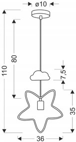 Bílo-černý závěsný lustr Star pro žárovku E27  - Candellux