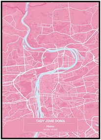 Plakát Mapa vašeho města Rozměr plakátu: 50 x 70 cm, Barevná varianta: Růžová