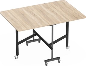 HOMCOM rozkládací jídelní stůl na kolečkách pro 4–6 osob, dub, 120 × 80 × 73 cm