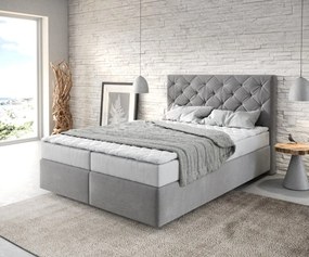 Boxspring postel Dream-Great 140x200 cm mikrovlákno šedá s matrací