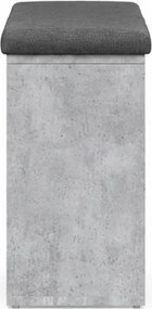 skříňka na boty, botník s polstrováním, lavice, sedací, police, dřevo/látka, 52x84x32 cm, beton šedá/šedá, Dekorino BS20260022