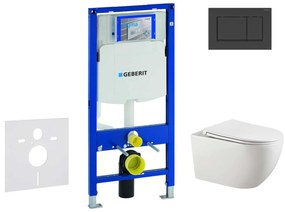 Geberit Duofix - Set předstěnové instalace, klozetu Gaia a sedátka softclose, tlačítko Sigma20, matná černá/černá SANI11CA5106