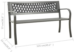 vidaXL Zahradní lavice 125 cm ocelová šedá