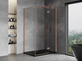 Mexen Mist HT, sprchový kout s výklopnými dveřmi pravý 120 x 75 cm, čiré sklo, měděná matná, 8A5T-120-075-65-00-P