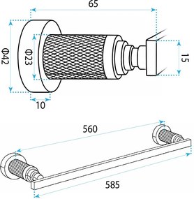 Rea Rivo, koupelnový věšák na ručník 60 cm, 81301, zlatá matná, REA-98057