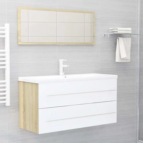2dílná koupelnová sestava bílá a dub sonoma kompozitní dřevo