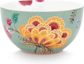 Pip Studio Blooming Tales miska Ø18 cm, modrá (Mísa z tenkostěnného porcelánu na salát nebo špagety)