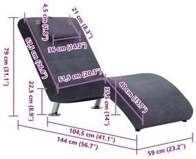vidaXL Marketos Lenoška s polštářem šedá umělá broušená kůže