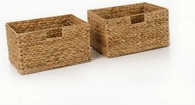 Sada 2 policových košů BASKO, vodní hyacint, výška 20 cm, natur