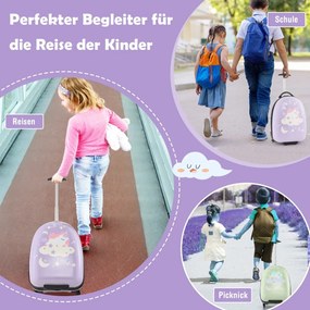 Costway 16" dětský kufr s 2-stupňovou teleskopickou rukojetí dětský vozík dětský
