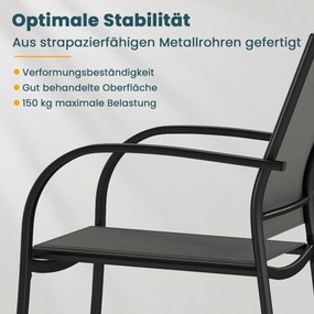 Costway Stohovatelné zahradní židle2Set stohovacích židlí z textilu a kovového