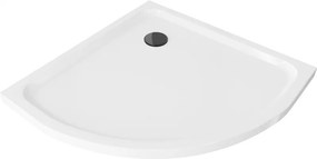 Mexen Flat sprchová vanička půlkruhová slim 80 x 80 cm, bílá, sifon černý - 41108080B
