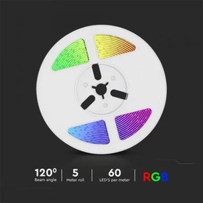 LED RGB Stmívatelný solární pásek LED/1,2W/3,7V IP67 5m