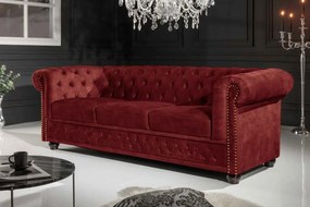 Designová trojsedačka Chesterfield 205 cm červený samet