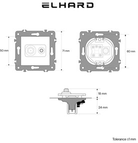 Elhard TV+SAT zásuvka Royal, bílá YK2128W