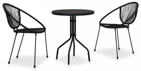 Zahradní bistro set 2+1 PVC ratan černá Dekorhome